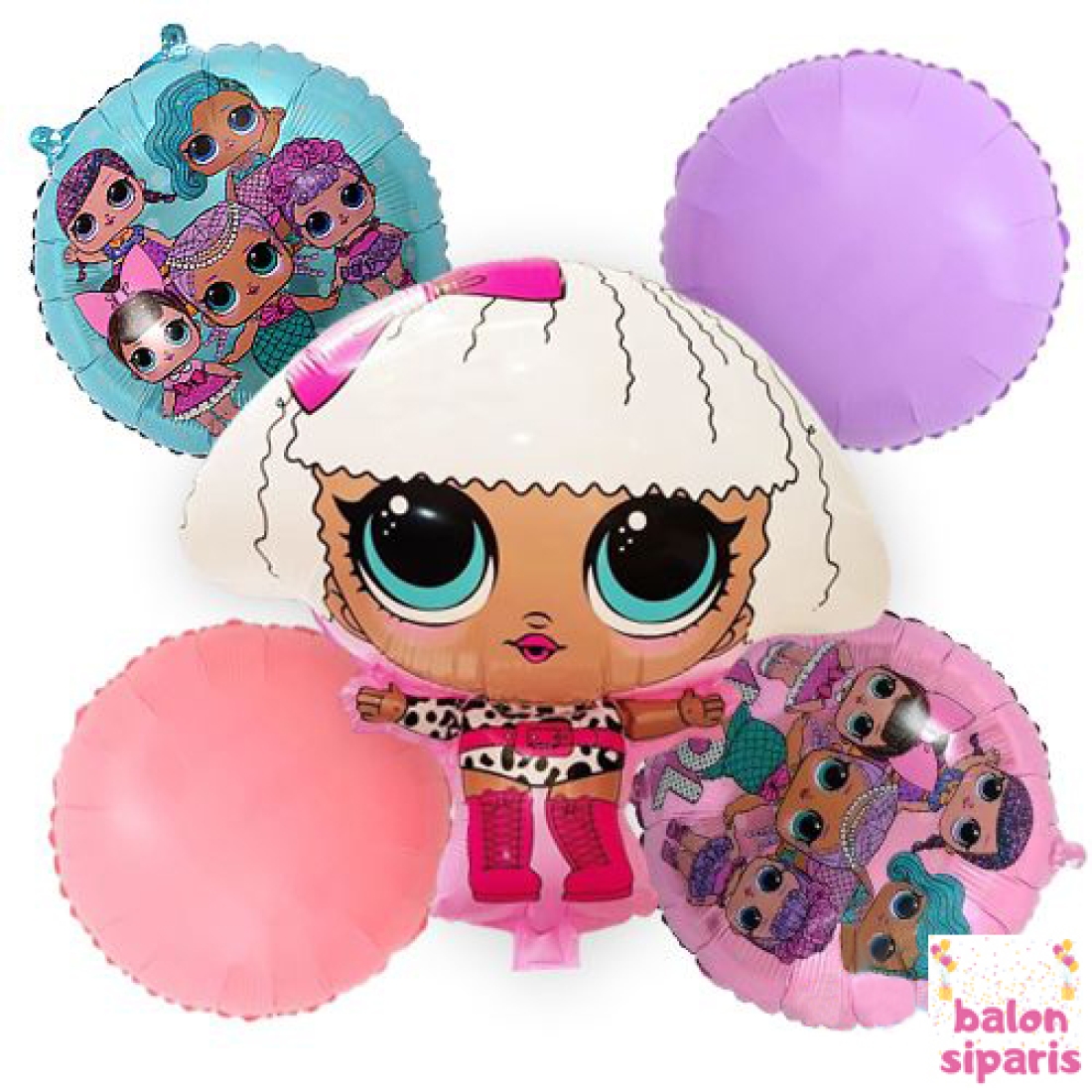 Lol Bebek Folyo Balon Seti Diva 5'li - balonsiparis.com