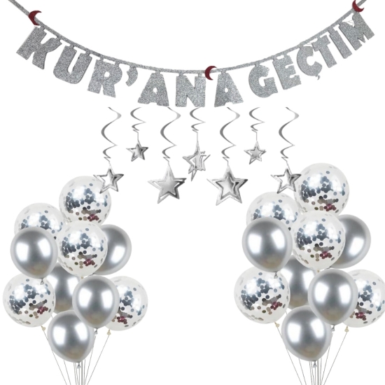 Kurana Geçtim Seti Gümüş - balonsiparis.com