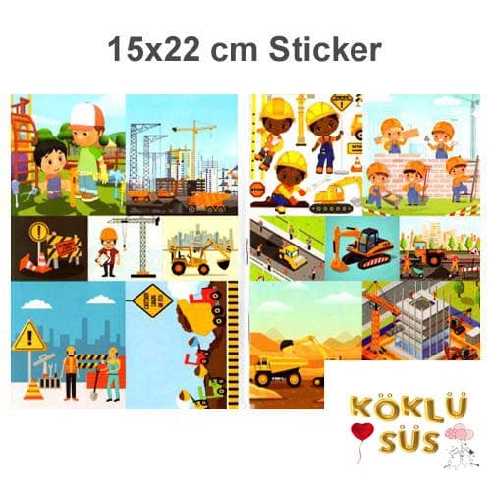 İnşaat Temalı Boyama Kitabı (Sticker ve Maske Hediyeli) - balonsiparis.com