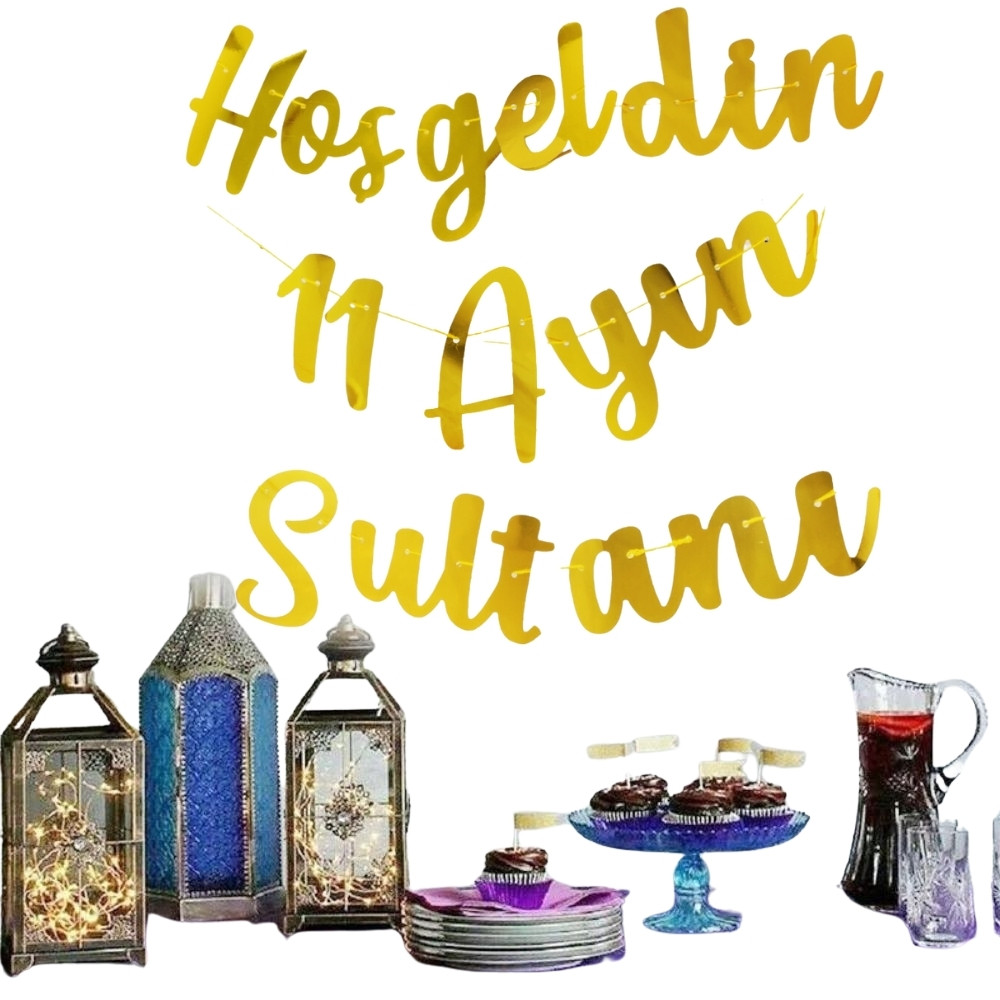 Hoş Geldin 11 Ayın Sultanı Kaligrafi Banner - balonsiparis.com