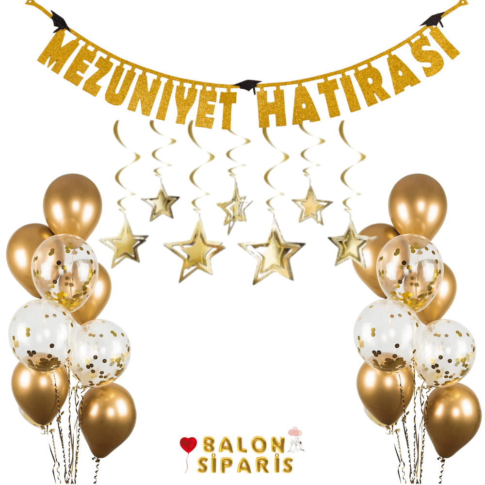 Mezuniyet Hatırası Seti Gold - balonsiparis.com Mezuniyet Hatırası Seti Gold - balonsiparis.com